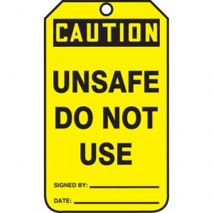 Order MDT682PTP by Accuform RP-Plastic Tag "Caution Unsafe Do Not Use ...