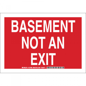 Order 127088 by Brady 7" x 10" Polyester Basement Not An Exit Sign - US ...