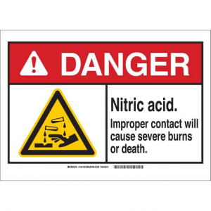 Order 145191 by Brady ANSI Sign, Legend: Nitric Acid Improper... - US ...