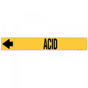 Order 20400 by Brady 1" x 8" Plastic Acid Pipe Marker, Black on Yellow ...