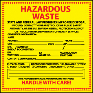 Order HW16 by NMC Label "Hazardous Waste California" - US Mega Store