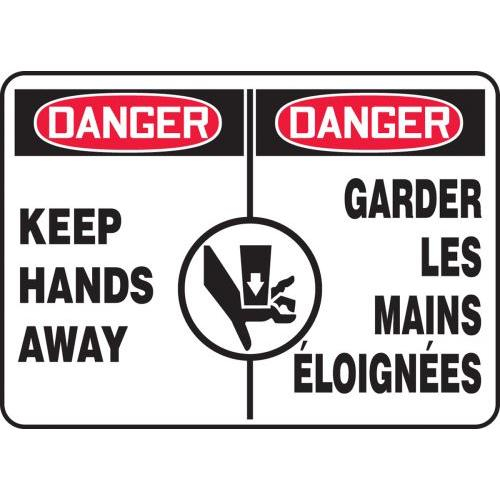 Order FBMEQM137MXL10 by Accuform Bilingual French Sign "Keep Hands Away ...