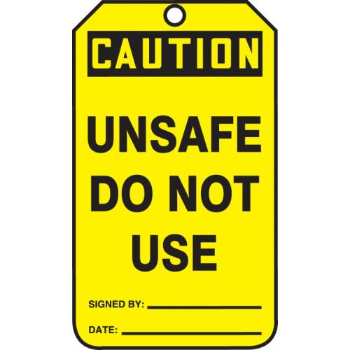 Order MDT682PTP by Accuform RP-Plastic Tag "Caution Unsafe Do Not Use ...