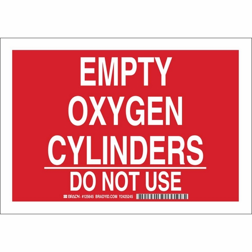 Order 125648 by Brady Empty Oxygen Cylinders Do Not Use Sign - US Mega ...