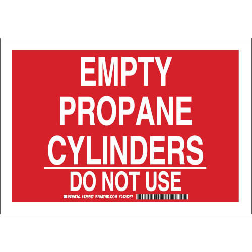 Order 125656 by Brady Empty Propane Cylinders Do Not Use Sign - US Mega ...