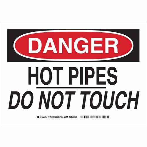 Order 126902 by Brady 7" x 10" Polyester Danger Hot Pipes Do Not Touch ...