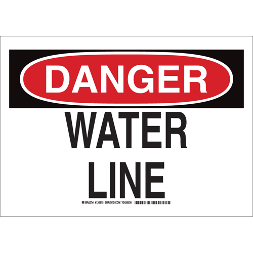 Order 126914 by Brady 7" x 10" Polyester Danger Water Line Sign - US ...