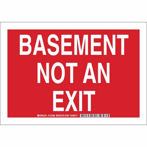 Order 127086 by Brady 7" x 10" Aluminum Basement Not An Exit Sign - US ...