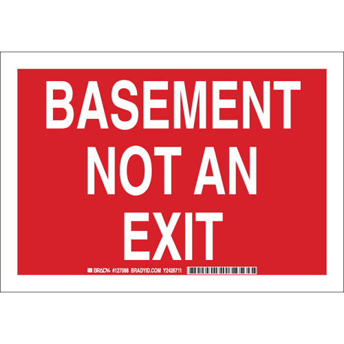 Order 127088 by Brady 7" x 10" Polyester Basement Not An Exit Sign - US ...