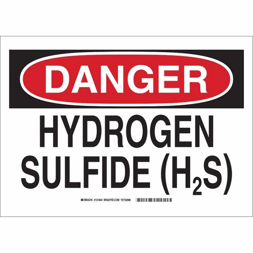 Order 131845 by Brady 7" x 10" Fiberglass Danger Hydrogen Sulfide (H2S ...