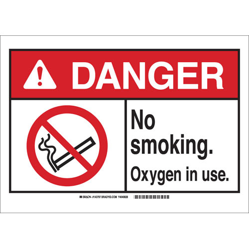 Order 143797 by Brady Danger No Smoking. Oxygen In Use. Sign - US Mega ...