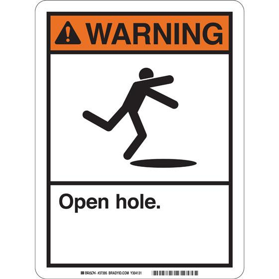 Order 37396 by Brady 9" x 12" Polyethylene Warning Open Hole Sign - US ...