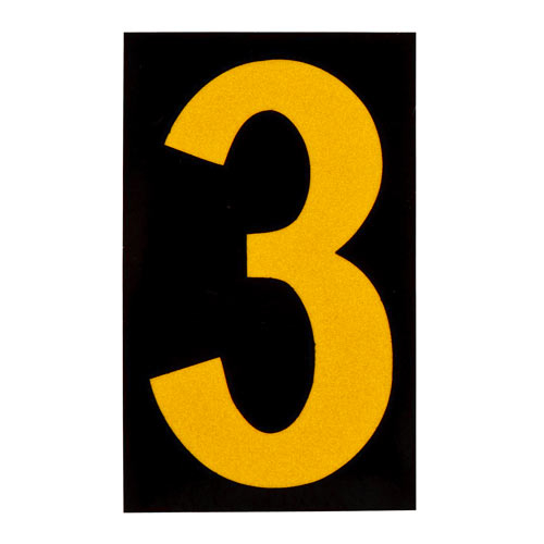 Order 5000-3 by Brady 50003 Reflective Number Label w/ Legend: 3 - US ...