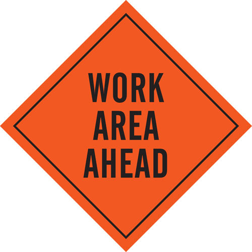 Order 57037 by Brady 48" x 48" Mesh Work Area Ahead Sign, Black on ...
