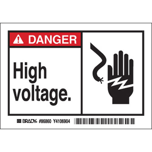 Order 86860 by Brady 3.5" x 5" Polyester Danger High Voltage. Label ...