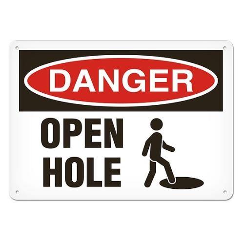 Order SC1096P by GHS Safety Sign Danger "Open Hole", 14" x 20" - US ...