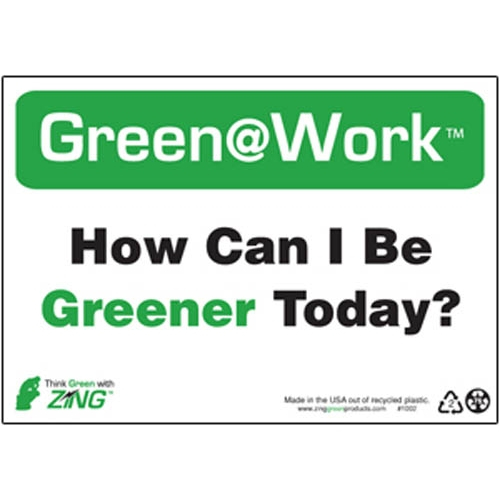 Order 1002 by Zing Green Products Green at Work Sign "How Can I Be ...