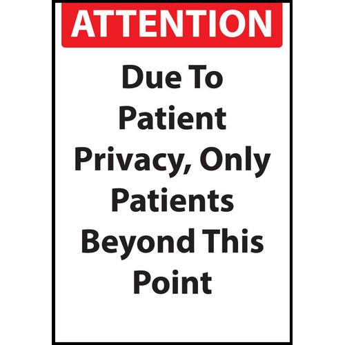 Order 10081A by Zing Green Products Safety Sign, "Attention Patients ...