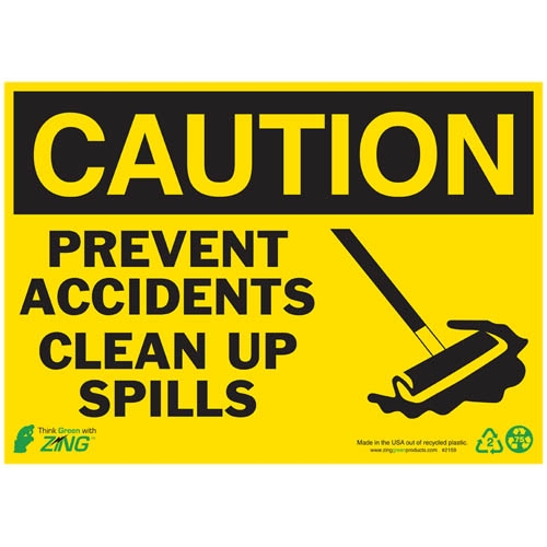 Order 2159A by Zing Green Products Eco "Caution Clean Up Spills" Safety ...